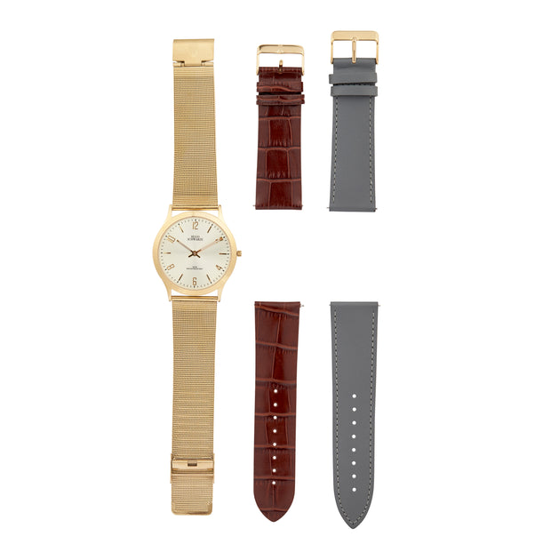 Hugo Schwarze Theodore Gold, Brown and Grey Slim Interchangeable Watch ...